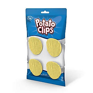 Genuine Fred, POTATO CLIPS - Set of 4 - Wavy Chip Bag Closures, Chip Clips, Bag Clips - Durable Plastic - 2" x 2.25" each - Exclusive Patented Design