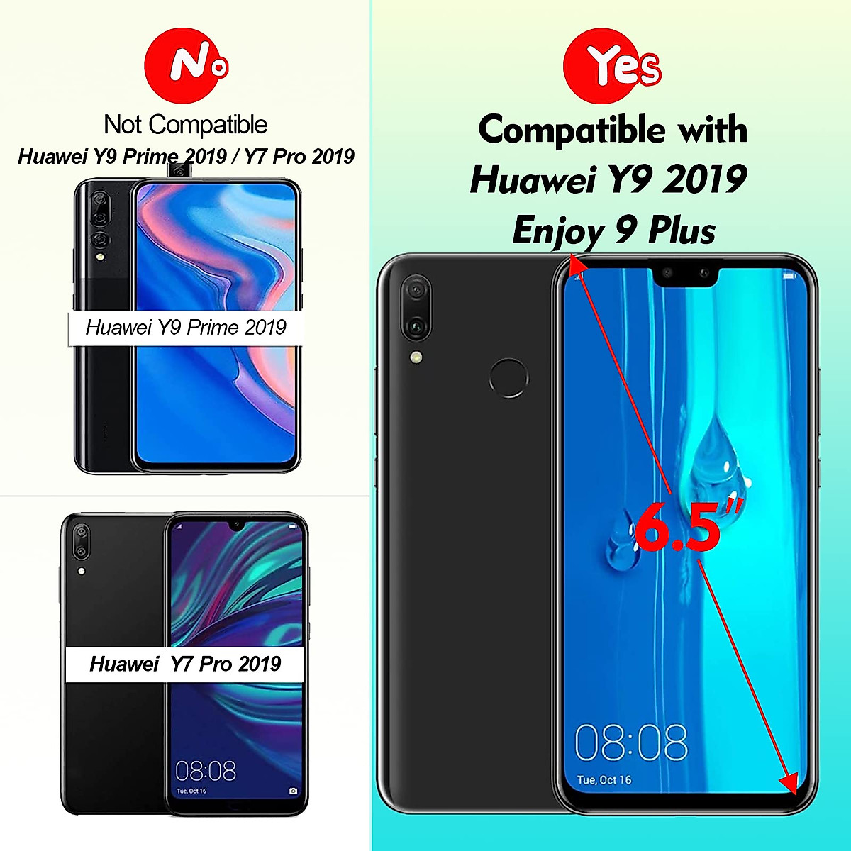 LCD Display Replacement for Huawei Y9 2019 Enjoy 9 Plus JKM-LX1 JKM-LX2 JKM-LX3 6.5" Touch Screen Digitizer Full LCD Assembly with Tools (Black, Cog)