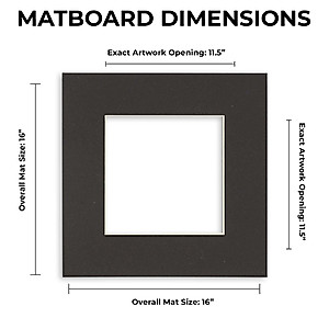 16x16 Mat Bevel Cut for 12x12 Photos - Precut Maroon Square Shaped Photo Mat Board Opening - Acid Free Matte to Protect Your Pictures - Bevel Cut for Family Photos, Pack of 1 Matboard