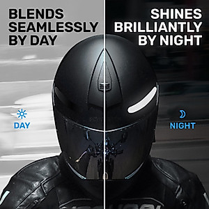 Elos Reflective Gear 3M Reflective Black Stickers - Reflective Helmet Tape, Motorcycle Reflective Tape, Hi Viz Stickers for Helmets - Discreet Black Until Light Hits It (Regular Style, 2, Count)