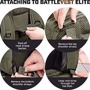 BattlePack Elite | Standalone and Tactical Vest Backpack | Combat Veteran Owned Company | 1 Day Assault Pack | Outdoors Pack Ranger Green