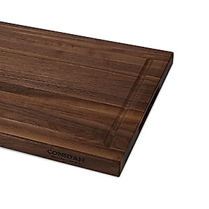 CONSDAN Black Walnut Butcher Block Cutting Board with Invisible Inner Handles, USA Grown Hardwood, 1" Thick, 16" L x 12" W