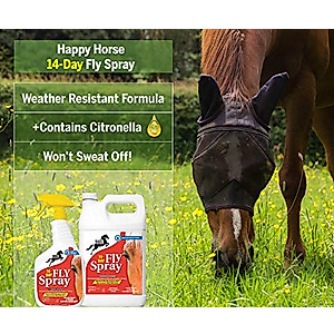 Happy Horse Fly Spray, 14-Day Sweat and Weather Resistant Long Lasting Fly Spray, 32oz