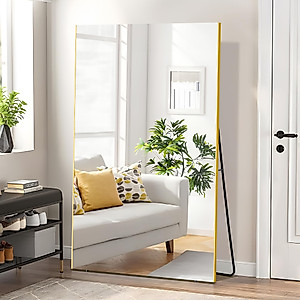 brisafe 71"x40" Full Length Mirror, Oversize Shatterproof Standing Mirror, 0.04mm Nano-Film Ultra Light Mirror for Gym Home Living Room Bedroom, Gold