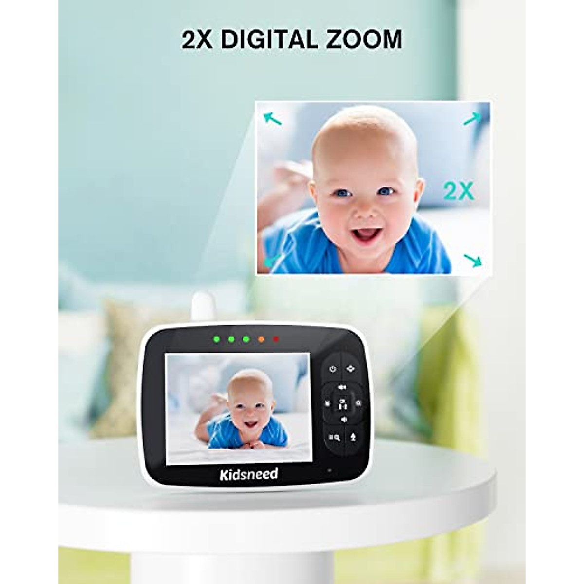 Baby Monitor with Camera and Audio - 3.5 Inch Video Baby Monitor with Remote Control Pan& Tilt &Zoom Camera, Two-Way Audio, Night Vision, VOX Mode，Temperature Monitoring, Lullabies, 960ft Long Range