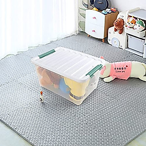 Afromy 6-Pack Large Plastic Storage Boxes, Clear Latch Bin, 35 Quart