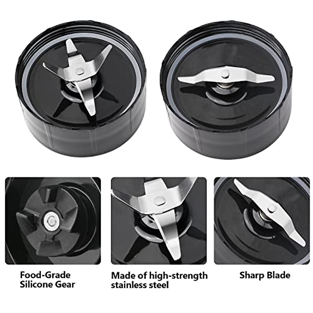 Replacement Parts Compatible with 250W Magic Bullet – Premium Set of Blender Replacement Accessories with Mono-Wing and Cross Blade Replacement, Rubber O-Ring Sealing Gaskets