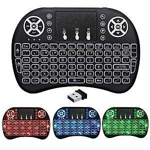 BIFANS 2.4G Mini Wireless Keyboard with Touchpad Mouse, Upgraded Multi Backlit, Portable Wireless Keyboard with USB Receiver Remote Control for Android Smart TV Box Pad Windows Mac