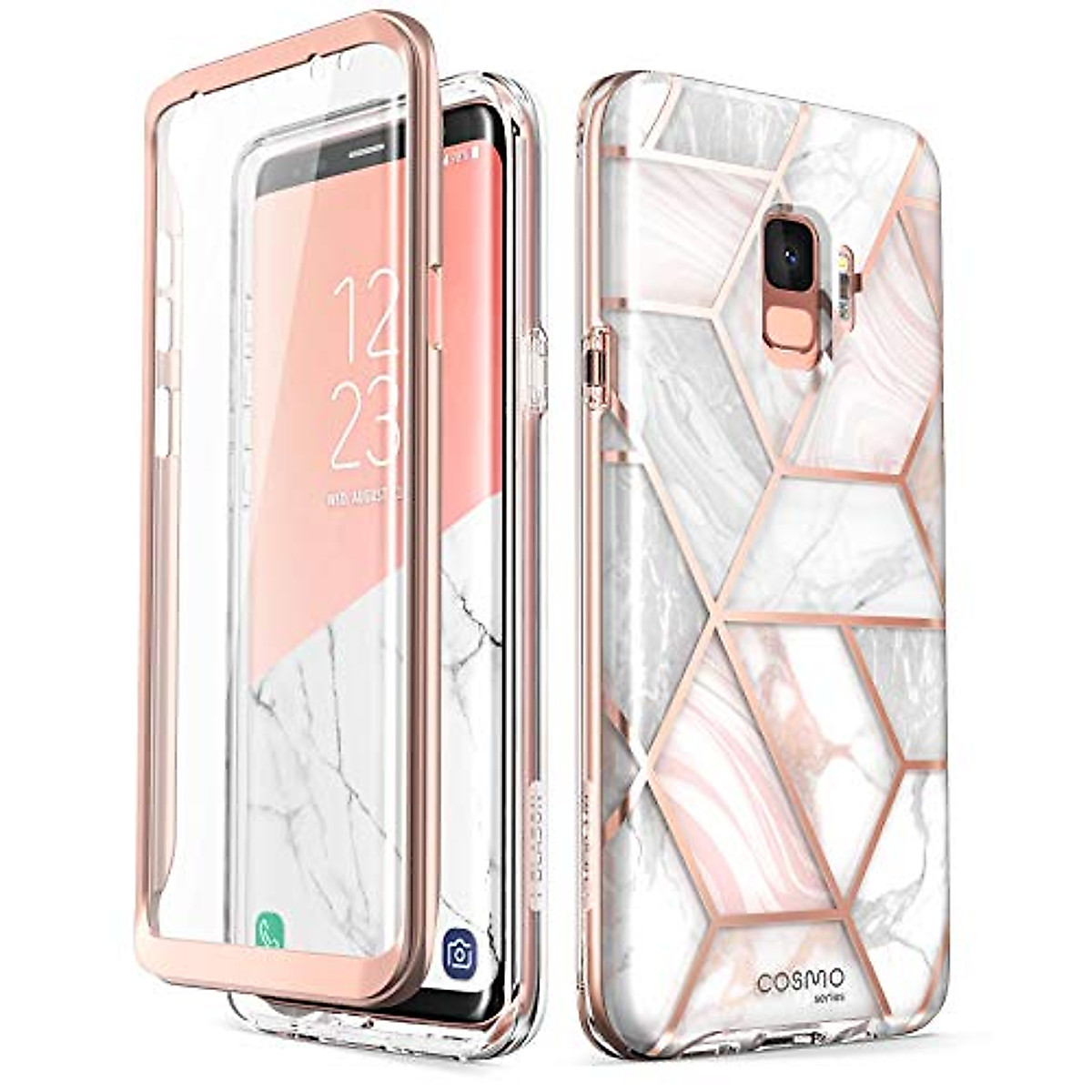 i-Blason Cosmo Series Case for Galaxy S9 (2018 Release), Slim Full-Body Stylish Protective Case with Built-in Screen Protector (Marble)