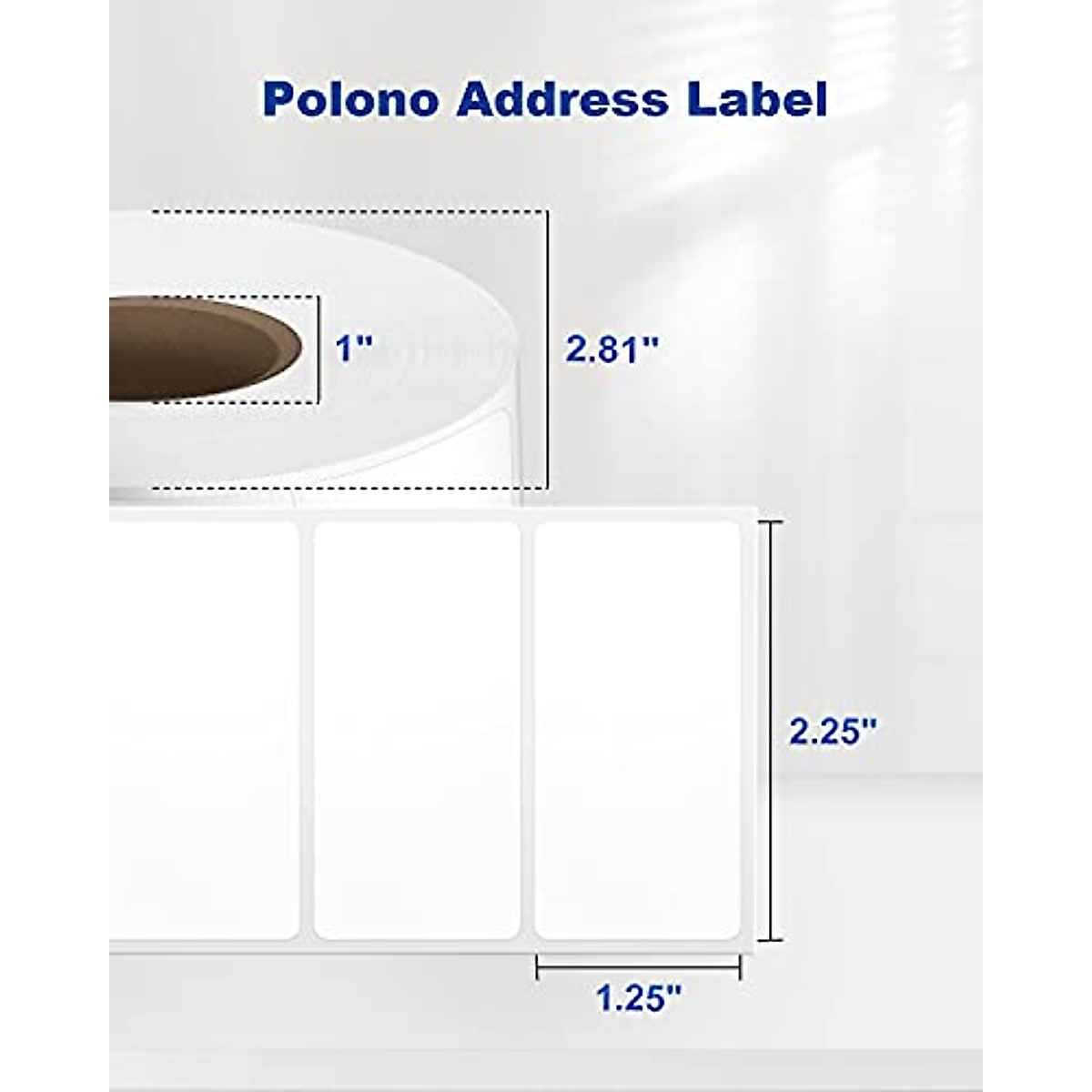 POLONO Shipping Label Printer, 4x6 Thermal Label Printer for Shipping Packages, Commercial Direct Thermal Label Maker, 2.25”x1.25” Direct Thermal Label (1000 Labels, White