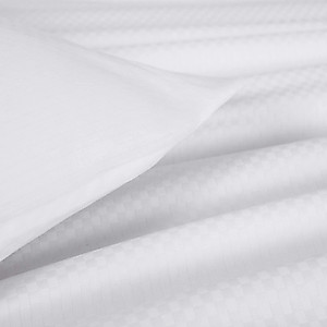 H by Frette Checkered Sateen H Bed Bundle (King) - Luxury All-White Bedding Bundle/Includes Pillowcases, Top Sheet, Fitted Sheet, Duvet Cover, Shams, Euro Shams, and Bedcover