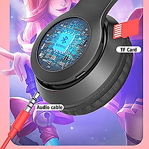 Kids Headphones, Cat Ear LED Light Up Bluetooth 5.0 Foldable Wireless Gaming Headset for Kids Adult, Comfortable Built-in Mic Noise Cancelling Over Ear Headphones(Purple)