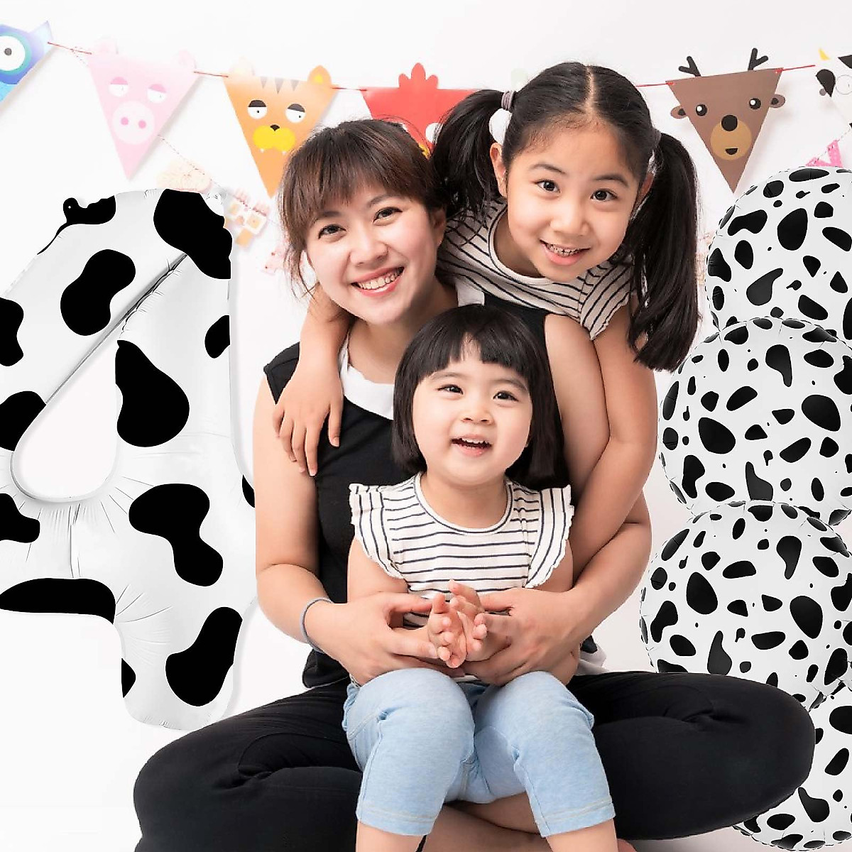 Cow Print Number 4 Balloons, 40 Inch Large Number 4 Balloon 18 Inch Cow Foil Balloons for 4th Birthday Cow Theme Party Decorations for a Girl Boy Kids Baby Shower Farm Animal Cow Party Supplies