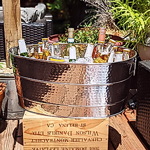 BREKX Aspen Heavy-Duty Stainless Steel Beverage Tub - Metal Ice and Drink Bucket, Large 25-Quart Beverage Tub for Parties