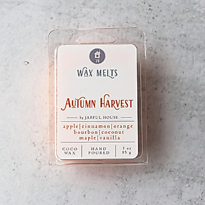 Jarful House Strong Scented Wax Melts Autumn Harvest, Natural Coconut Wax Tarts Cubes Apple Cinnamon Orange Bourbon Maple, Stocking Stuffer Gift
