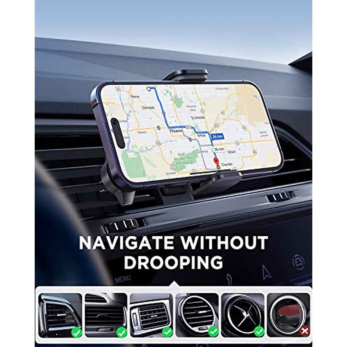 Magnetic Wireless Car Charger Mount, Compatible with MagSafe Car Mount Charger for iPhone 14 13 12 Pro Max Plus Mini, Auto Clamping (Power Supply not Included)