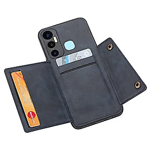 Elubugod Case for Infinix Hot 11 Case Cover,with Card Slot Case for Infinix Hot 11 X662 X662B X689F Case Cover Blue