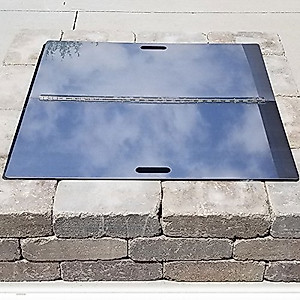 Firebuggz Fire Pit Cover - Stainless Steel Fire Pit Cover, 32" Square - Snuffer Cover Top for Wood or Gas Pit Ring, Silver