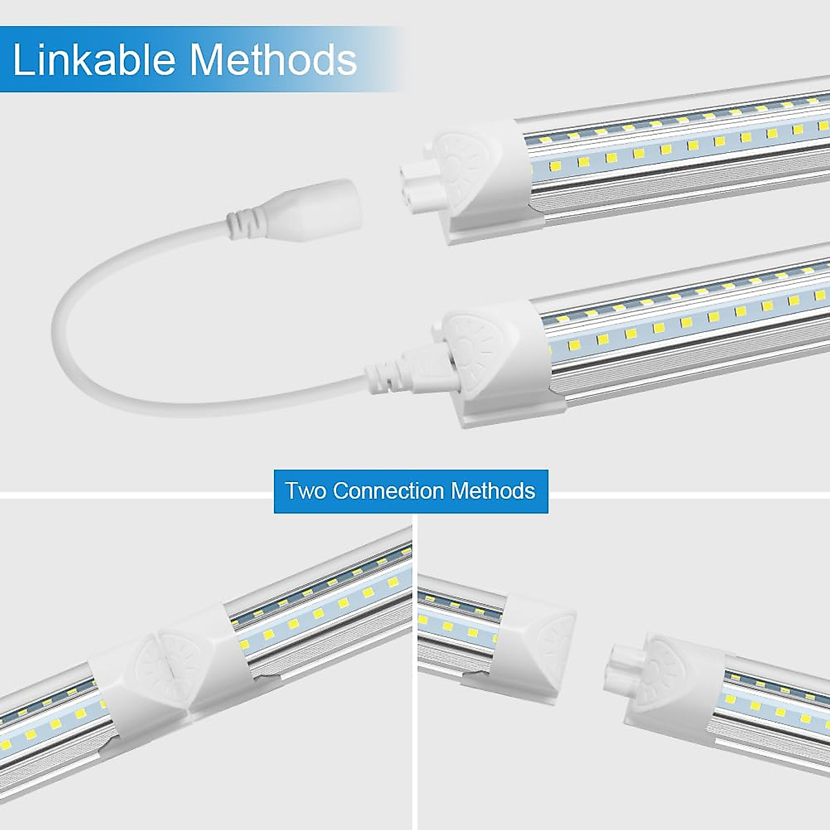 SHOPLED 3FT LED Shop Light, 30W 4000LM 5000K Daylight White, V Shape, Linkable T8 Ceiling Light Fixtures, 3 Foot LED Tube Lights for Workshop, 4 Pack