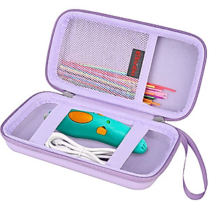 Elonbo Carrying Case for 3Doodler Start+ Essentials (2024) 3D Pen Set for Kids, 3D Printing Pens Travel Storage Organizer Holder, Extra Mesh Pocket Fits Plastic Filament, Charger, Purple