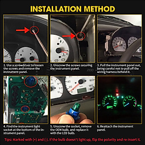 1797 T5 LED Bulbs Dash Dashboard Light 74 37 73 2721 PC74 PC37 Instrument Cluster Gauge Wedge Twist Socket Car Indicator Panel Parts Interior Replacement 12V Green Pack of 20
