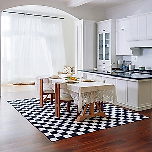 Casanta Living Machine Washable Rug - Checkered Rug - Soft Rug for Livingroom, Bedroom, Playroom, Kitchen or Nursery - Black White - 8x10