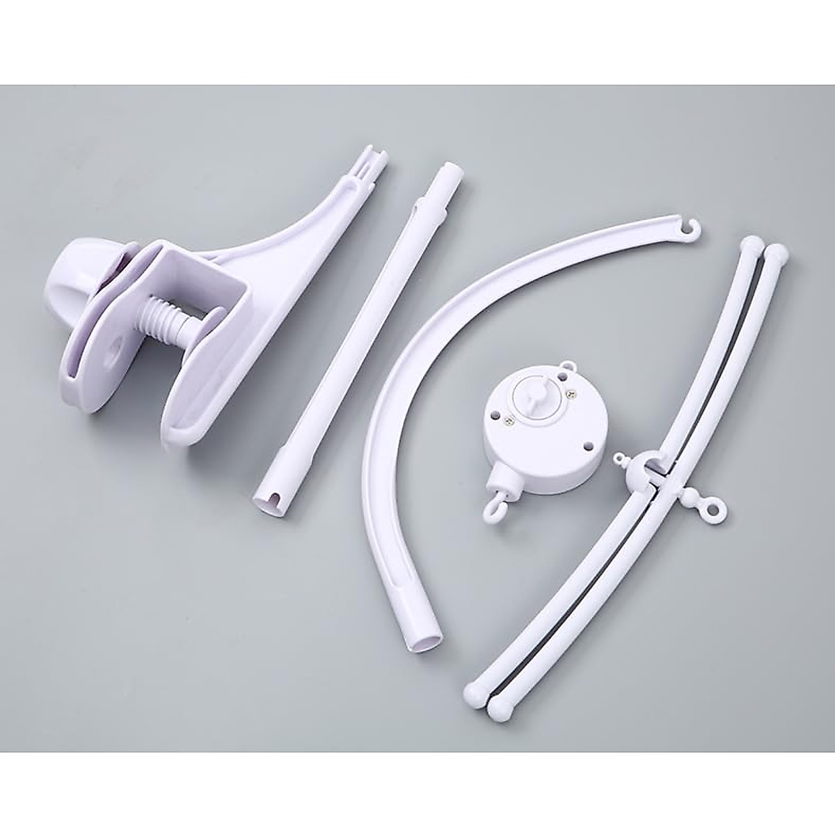 26inch White Baby Crib Mobile Music Box Bed Bell Toy Holder Arm Bracket Nut Screw Music Box Holder Set Parts for Baby Bed Perambulator (Without Dolls)