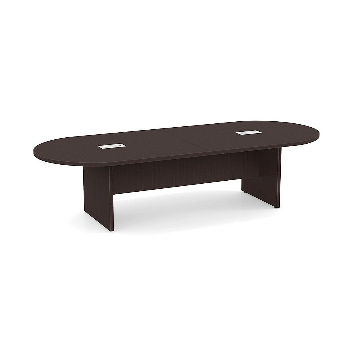 Thaweesuk Shop New 10 FT Laminate Espresso Finishes Modern Executive Oval Racetrack Shaped Conference Room Table Panel Style Legs Grommets Boardroom Office Meeting Desk Hardwood 118''L x 47''W x 29''H