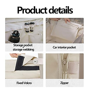 RINGGLO Folding Beach Wagon Cart with Brake Free Standing Collapsible Utility Camping Grocery Canvas for Camping, Shopping, Garden and Beach,Linen Brown