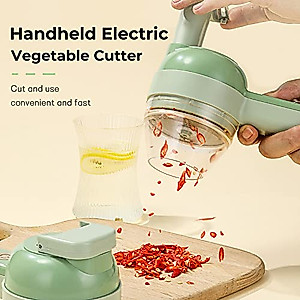4 in 1 Handheld Electric Vegetable Cutter Set, Cordless Electric Garlic Chopper, Portable Food Slicer and Chopper for Garlic Pepper Chili Onion Celery Ginger Meat