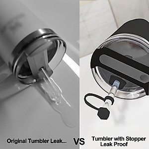 DUNLAGUE Silicone Spill Stopper Set for Stanley Cup 2.0 30oz & 40oz with Straw Cover (Set of 4, Black)