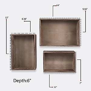 Wallniture Rustic Wine Rack Storage Baskets Wall Mount Wooden Crates Walnut Set of 9