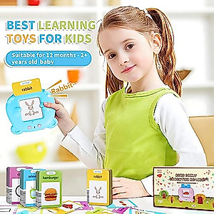 Hsxfl Toddler Toys Gifts for 2 3 4 5 Years Old Boys and Girls, 224 Sight Words Talking Flash Cards, Autism Sensory Toys for Autistic Children, Learning Montessori Toys, Speech Therapy Toys (Blue)