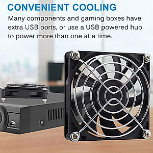 GDSTIME USB Connector 80mm x 80mm x 15mm DC 5V Power 3 Inch Brushless Cooling Fan