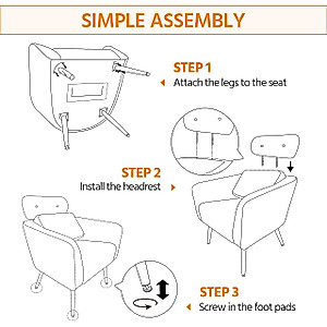 Yaheetech Accent Chair, Cozy Living Room Chair with Adjustable Headrest, Boucle Vanity Chair with Lumbar Pillow and Golden Legs, Modern Armchair for Bedroom Lounge Waiting Room Office, White