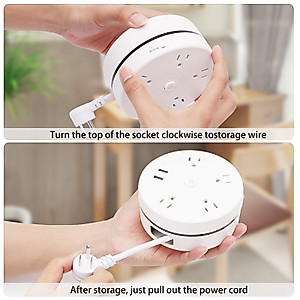 AOCIWE Retractable Power Strip Surge Protector - 4 Outlet Flat Plug Strip with Smart 2 USB, 5.9 FT Long Extension Cord, 125V/10A, Portable & Neat for Travel/Home /Office