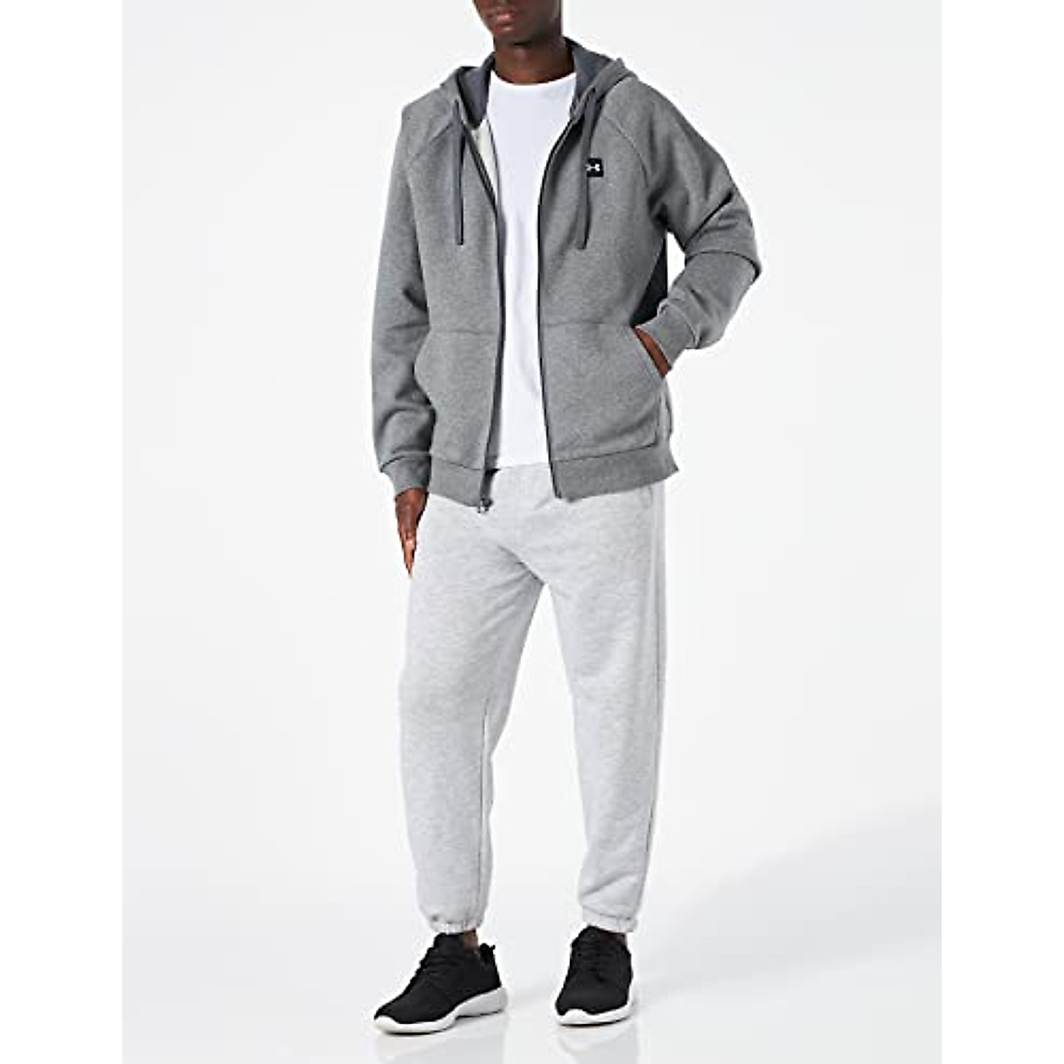 Under Armour Men's UA Rival Fleece Full Zip Hoodie , Pitch Gray Light Heather (012)/Onyx White , XX-Large