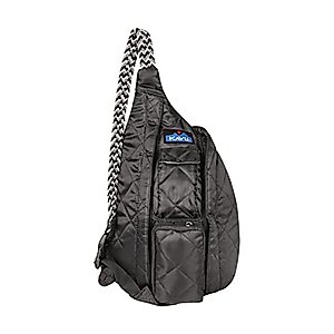 KAVU Mini Rope Puff Bag Sling Crossbody Backpack Travel Quilted Purse-Black