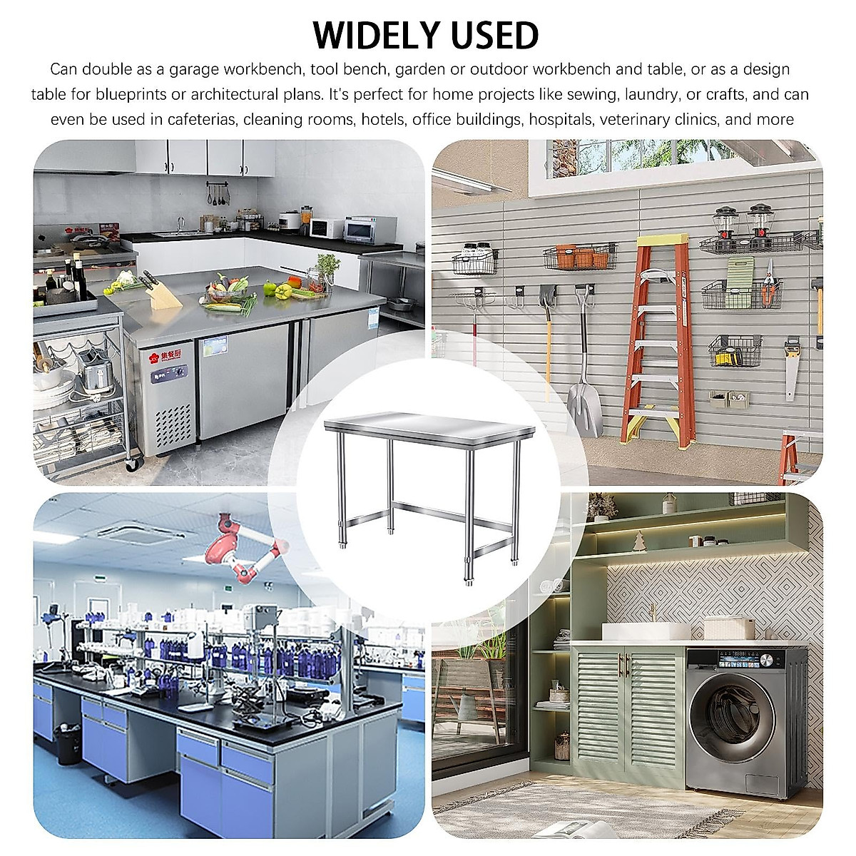 Open Base Table - 24x20x31 Inches Single Layer Stainless Steel Work Prep Table | Kitchen Furniture Anti-Rust for Cafeterias, Clean Rooms, Hotels, Hospitals