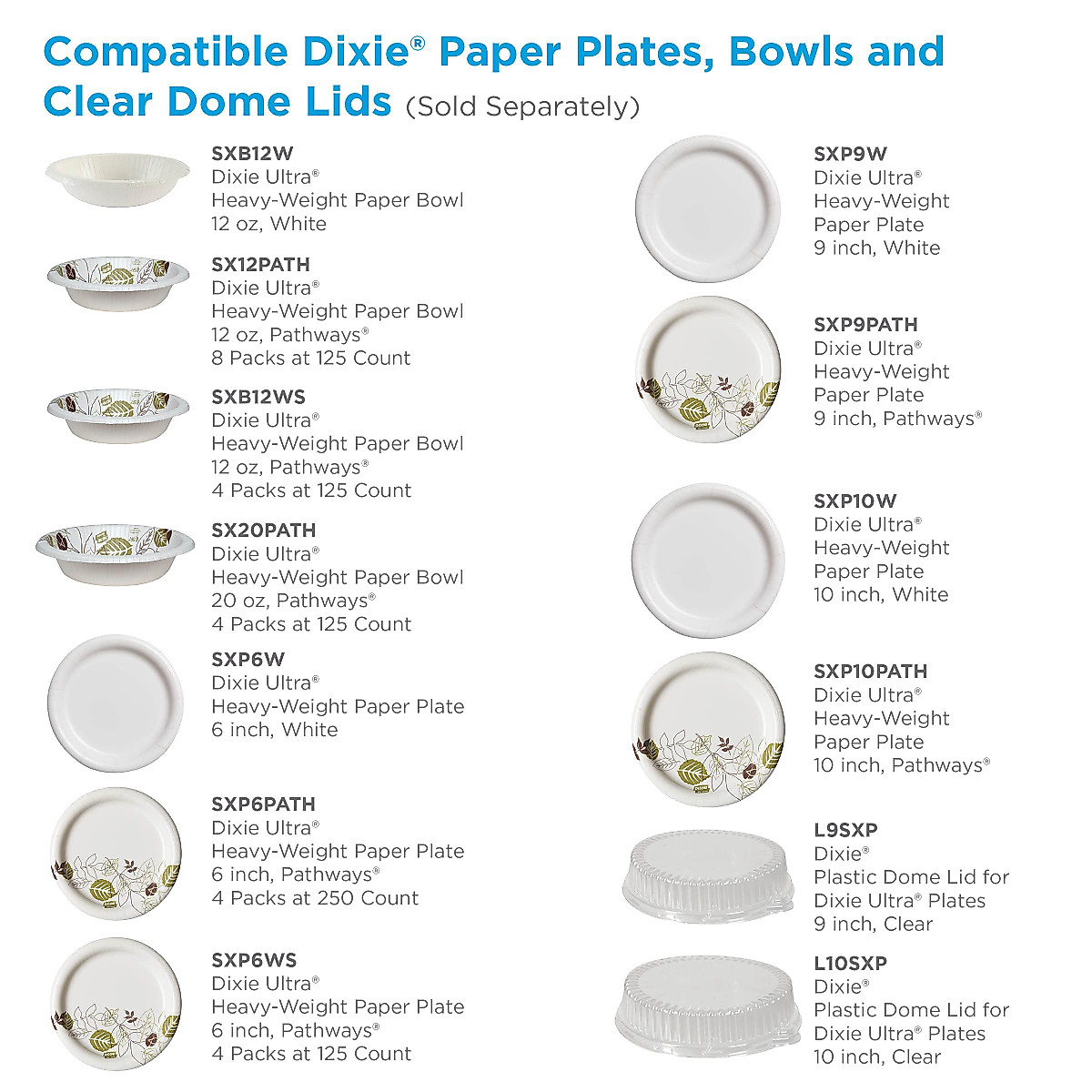 Dixie Ultra Heavy-Weight 20 oz. Paper Bowl by GP PRO (Georgia-Pacific), Pathways, SX20PATH, 500 Count (125 Bowls Per Pack, 4 Packs Per Case)