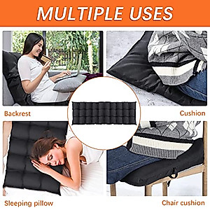Thyle 63x19 Inch Bench Swing Replacement Cushions, 2-3 Seater Waterproof Patio Furniture Outdoor Cushions, 3 Inch Thicken Cushion, Rocking Chairs Long Bench Pad for Lawn Garden (Black,1 Pcs)