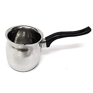 Milk Or Butter Warmer Pot, Turkish Coffee Pot with Black Handle 12oz Capacity (12 oz.)