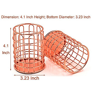 Superbpag Wire Metal Desktop Pencil Holder, Set of 2, Rose Gold