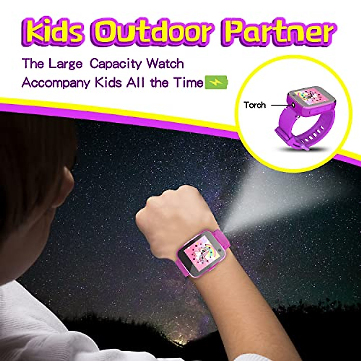 Yehtta Kids Smart Watch Toys for 4-10 Year Old Girl Toddler Watch Purple Multi Functional Watch for Kids with Selfie-cam Birthday Gifts for 4-10 Year Old Girl Touch Screen Rechargeable Watch