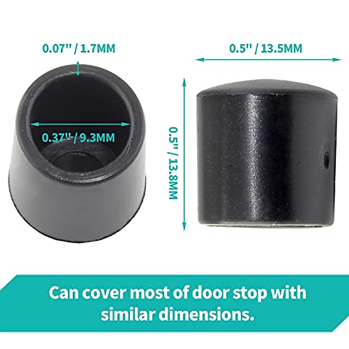 Zorveiio 30 Pcs Black Door Stop Bumper Tips, 0.39 Inch ID Rubber Door Stopper Bumpers Door Stop Caps for Door & Wall Protection