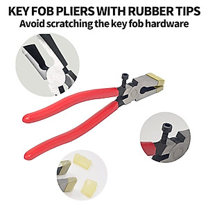 51 Sets Key Fob Hardware with Key Fob Pliers Tool, Glass Running Pliers Attach Rubber Tips for Key Fob Hardware Install and Stained Glass Work, red