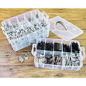 Foraineam 3-Tier Stackable Storage Container Box with 30 Compartments, Plastic Craft Organizer Case Tool Storage Bins for Jewelry Beads, Washi Tape, Nail Polish, Arts and Crafts, Sewing Accessories