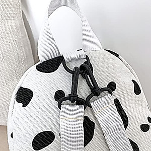 AIZHIYI Cow Print Backpack Women Canvas Schoolbag Teenage Girl Mini Bagpack (White)