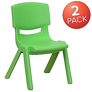 Flash Furniture Whitney 2 Pack Green Plastic Stackable School Chair with 10.5'' Seat Height