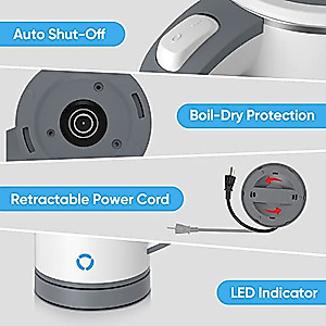 EVATEK Small Electric Kettle, Travel Mini Hot Water Boiler Heater, 304 Stainless Steel 0.8L Portable Electric Kettles for Boiling Water, 5 Mins Coffee Kettle Travel Teapot with Auto Shut-Off